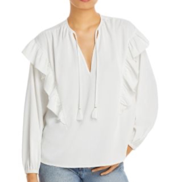 Aqua | Tops | Aqua Ruffled Balloon Sleeve Woven Blouse In Ivory | Poshmark